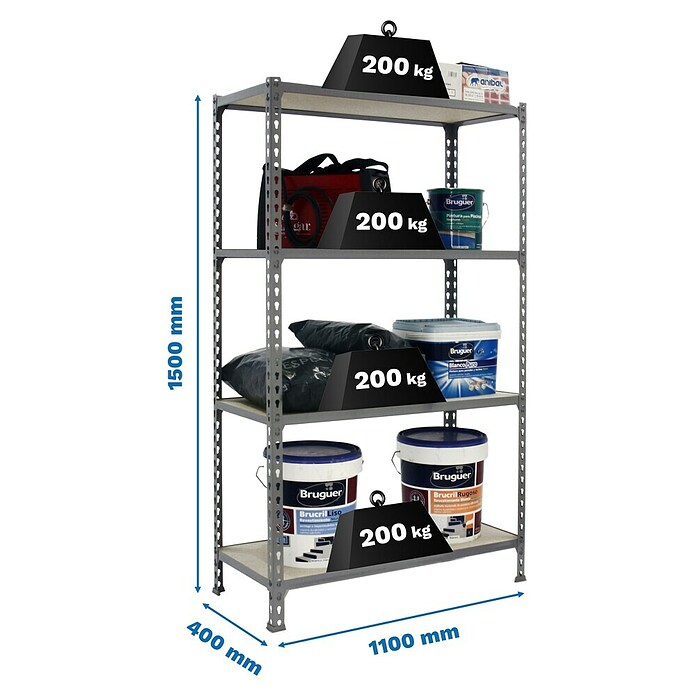 Simonrack Simonclick Metallregal Maderclick SuperPlus (H x B x T: 150 x 110 x 40 cm, Traglast ...