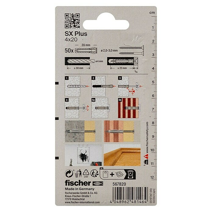 Fischer Raztezni moznik SX Plus (Ø x Do: 4 x 20 mm, Najlon) | 1060 ...