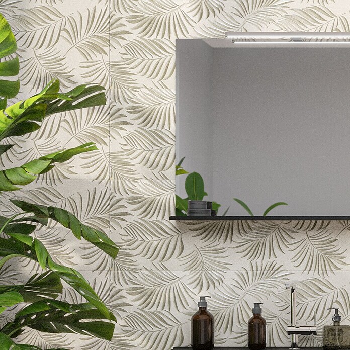 Wandfliese Palmeto Dekor Perla (30 x 90 cm, Hellgrau, Matt) | BAUHAUS