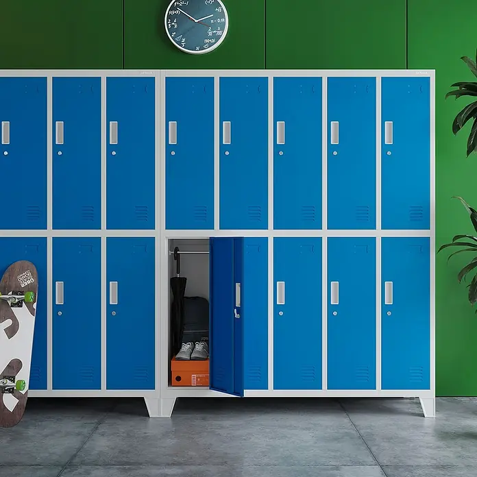 Jan Nowak Spind Bartek - B x T x H: 136 x 45 x 172 cm, Grau / Blau ...
