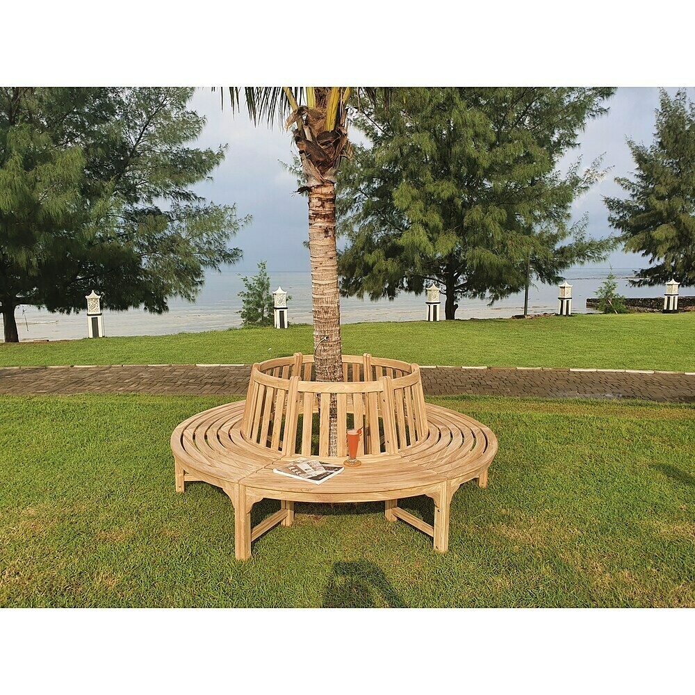 Joda Baumbank 360° - Ø x H: 220 x 90 cm, Teak, Naturbraun online kaufen ...