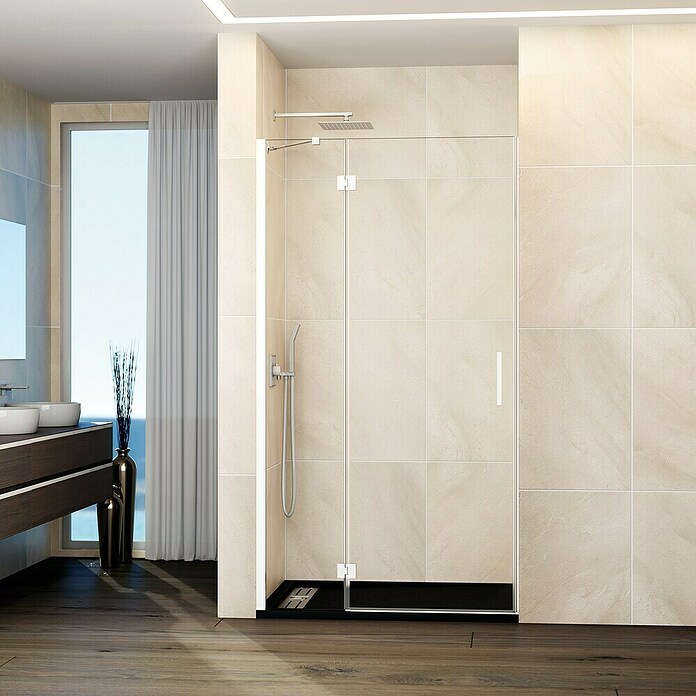 GME Mampara de ducha frontal Glass C (110 x 195 cm, Espesor de vidrio ...