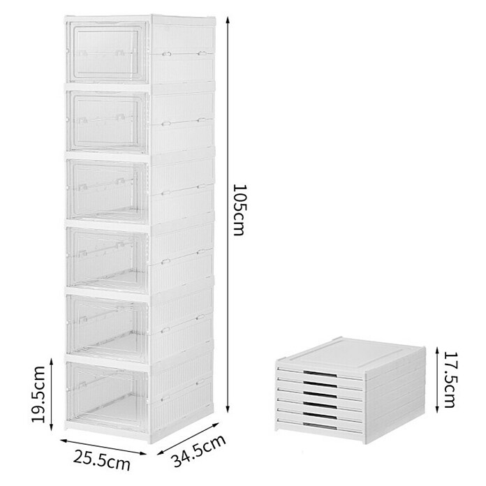 Fulmo Zapatero (Ajuste de altura: 19,5 cm - 105 cm, Blanco/Transparente ...