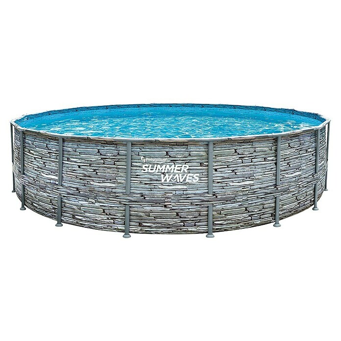 Frame-Pool Summer Waves Elite (Ø x H: 549 x 132 cm, Steingrau, 27 406 l ...