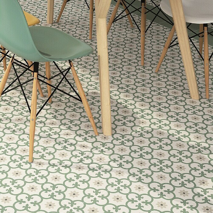 Feinsteinzeugfliese Dalia Kale (25 x 25 cm, Grün/Weiß, Matt) | BAUHAUS