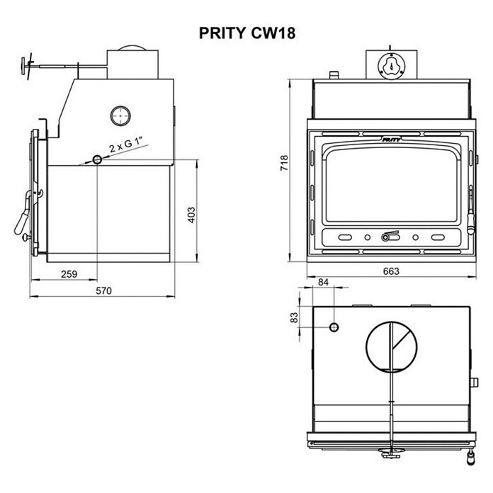 Prity Uložak kamina CW18 (Snaga grijanja: 23 kW, D x Š x V: 66 x 57 x 72 cm) | BAUHAUS