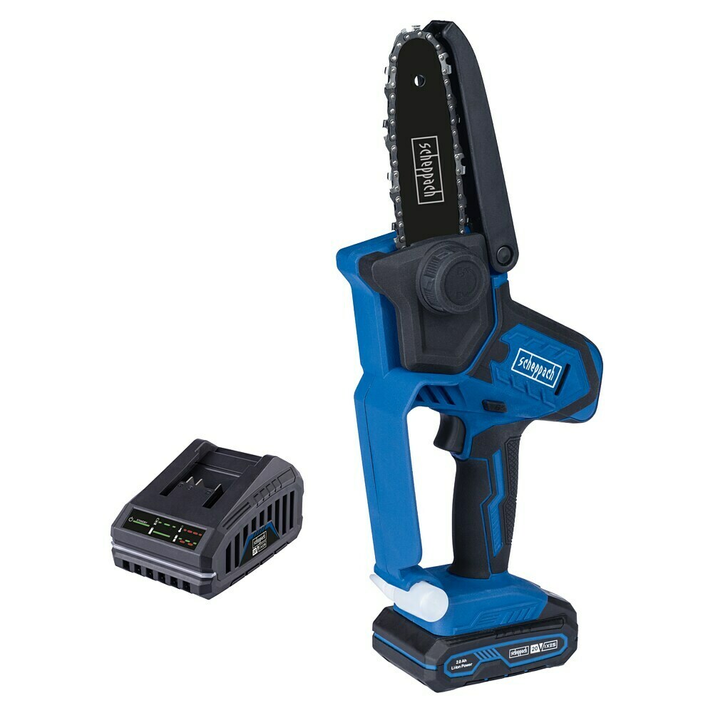 Scheppach IXES 20V Einhand-Akku-Kettensäge C-PS100-X - 20 V, 2 Ah, Li ...