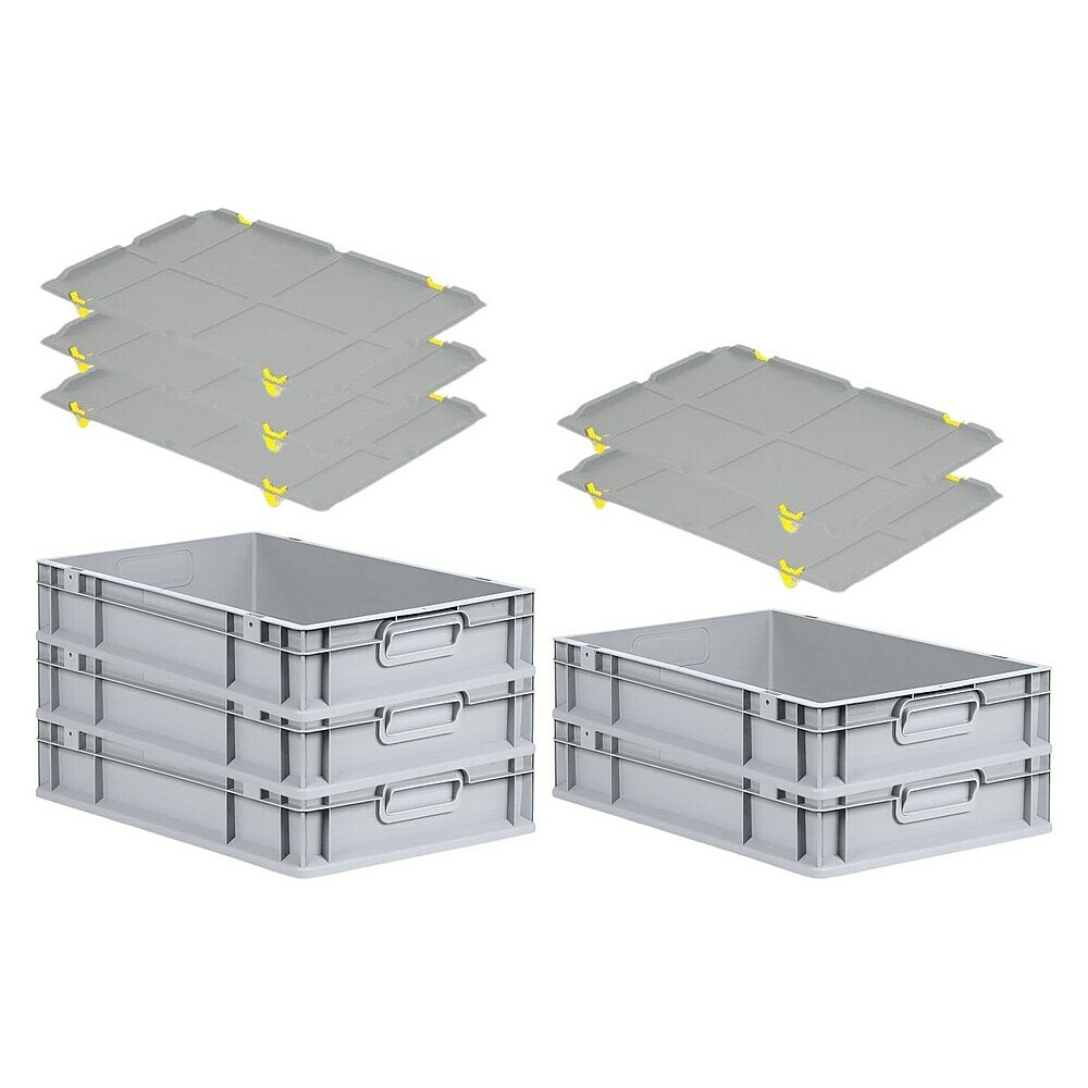 Proregal Euroboxen-Set 5x Eurobox NextGen Grip mit Auflagedeckel inkl ...