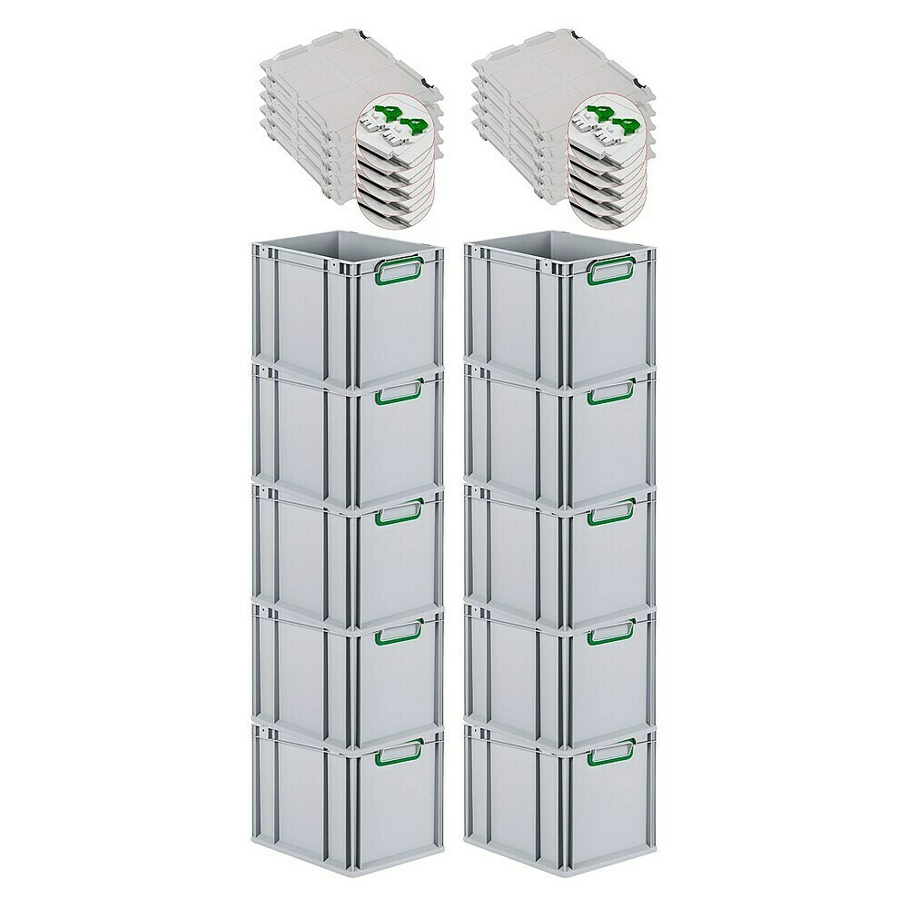 Proregal Euroboxen-Set 10x Eurobox NextGen Color mit Scharnierdeckel ...