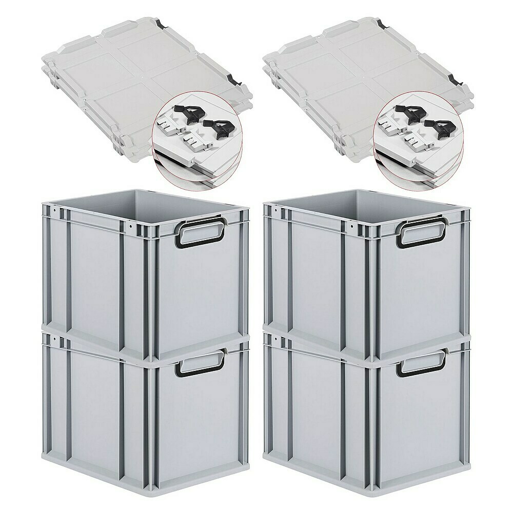 Proregal Euroboxen-Set 4x Eurobox NextGen Color mit Scharnierdeckel und ...