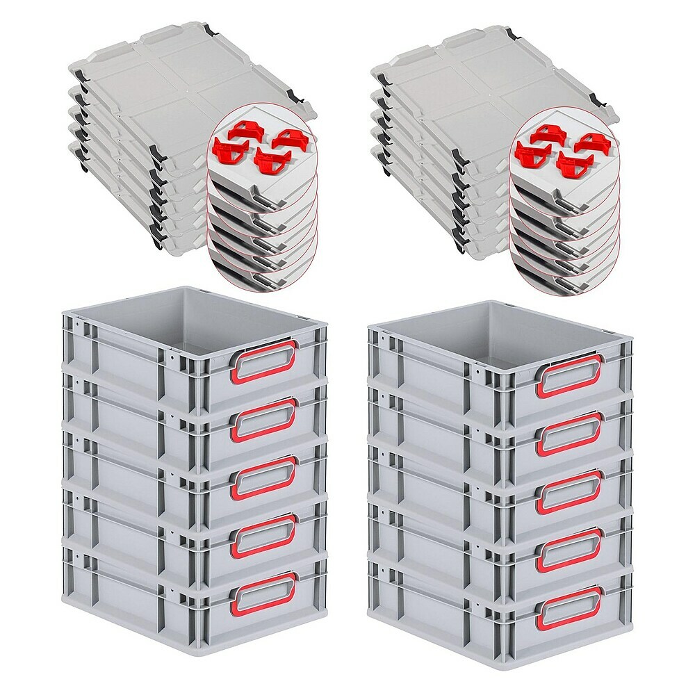 Proregal Euroboxen-Set 10x Eurobox NextGen Color mit Auflagedeckel und ...