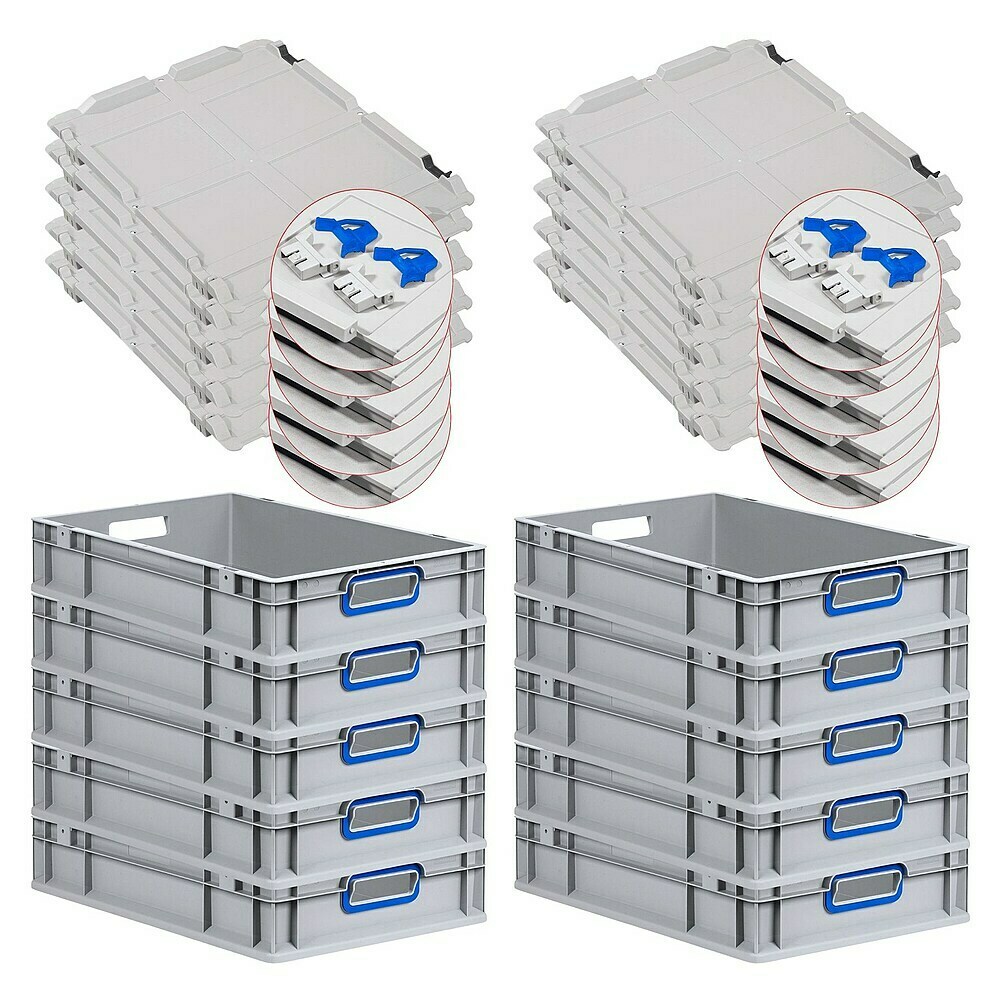 Proregal Euroboxen-Set 10x Eurobox NextGen Color mit Scharnierdeckel ...