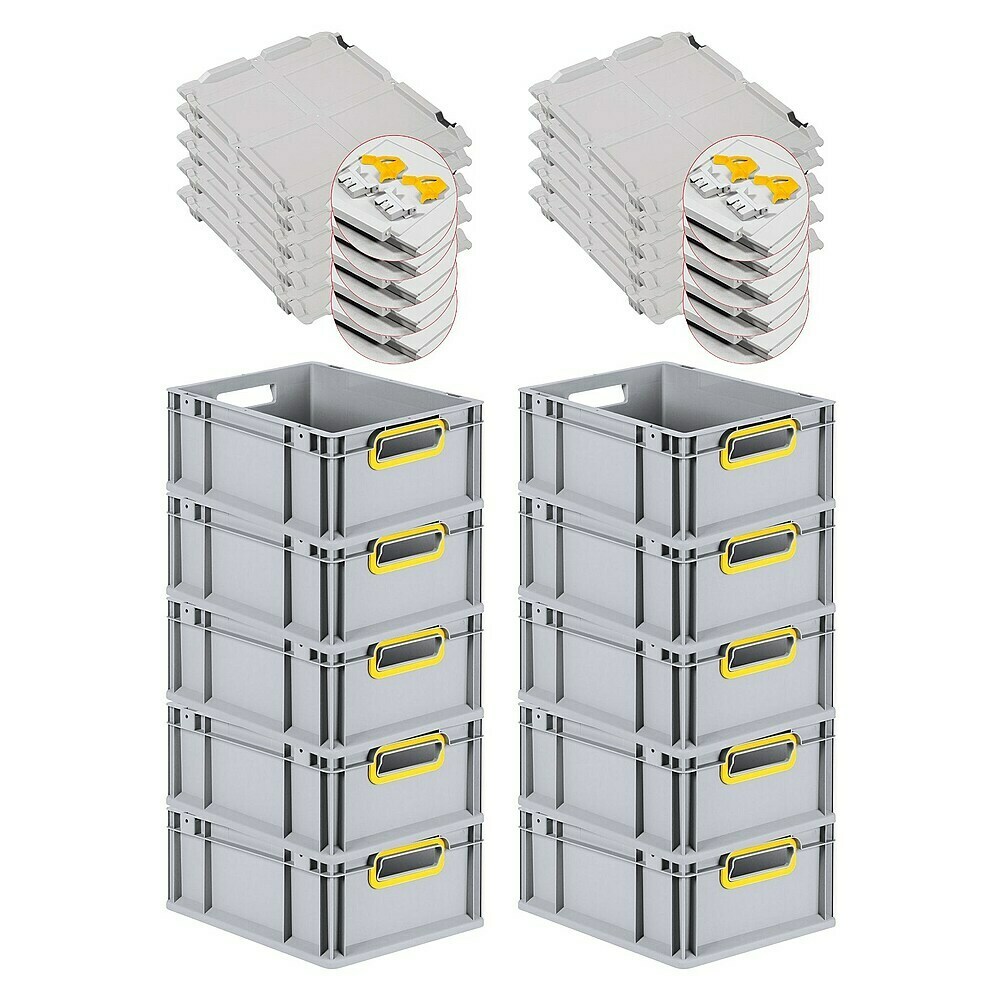 Proregal Euroboxen-Set 10x Eurobox NextGen Color mit Scharnierdeckel ...