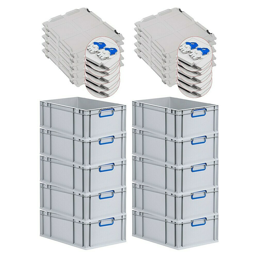 Proregal Euroboxen-Set 10x Eurobox NextGen Color mit Scharnierdeckel ...