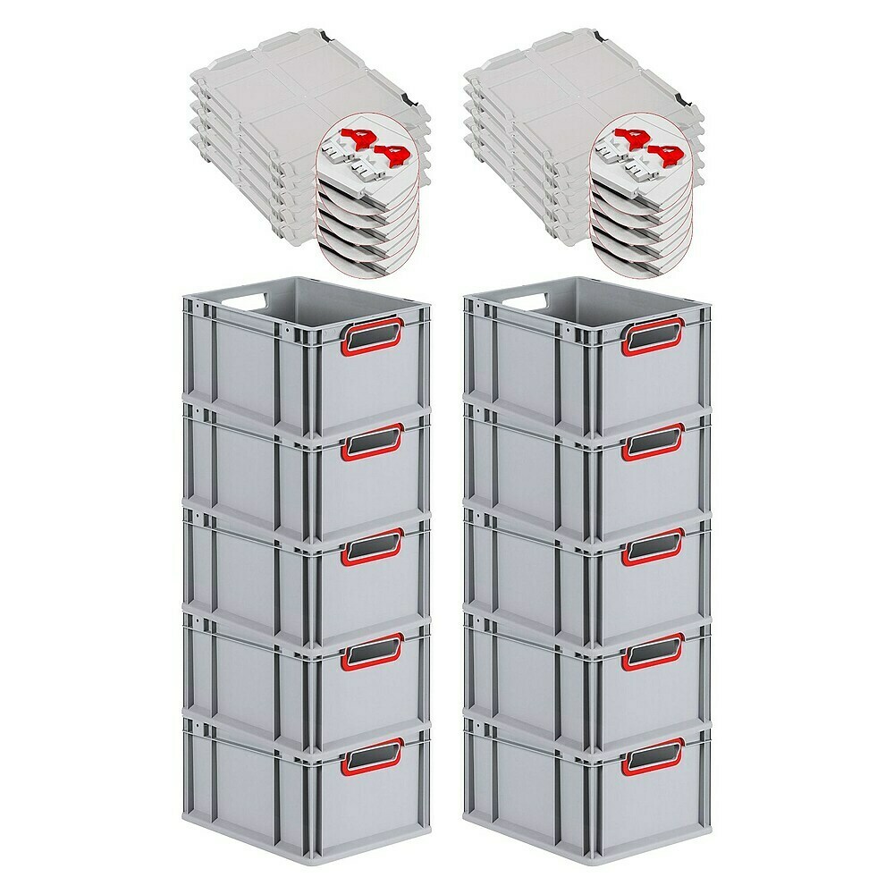 Proregal Euroboxen-Set 10x Eurobox NextGen Color mit Scharnierdeckel ...