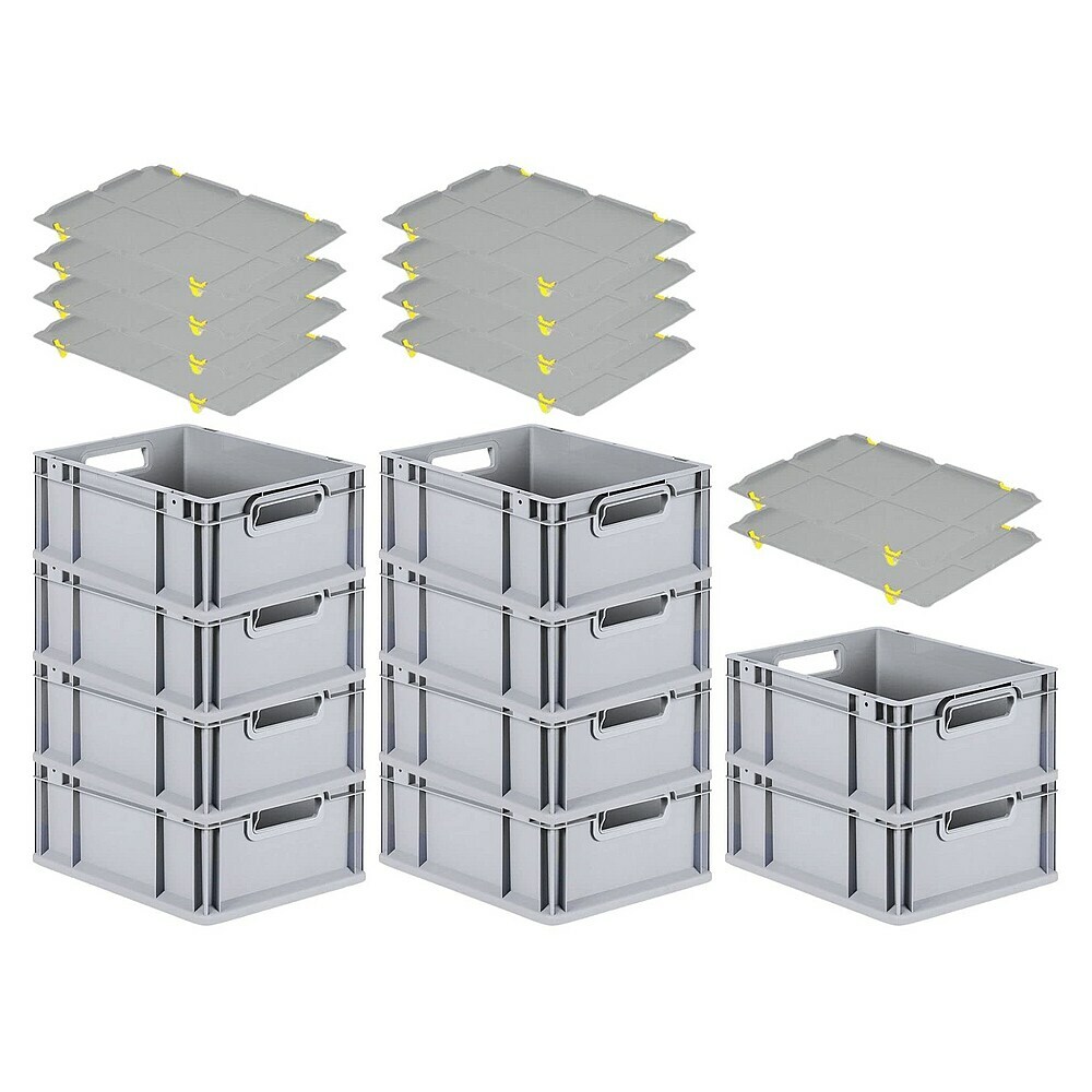 Proregal Euroboxen-Set 10x Eurobox NextGen Grip mit Auflagedeckel inkl ...