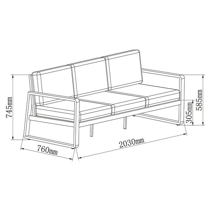 Sunfun Maja Lounge kavč (Š x G x V: 203 x 76 x 74,5 cm, Aluminij ...