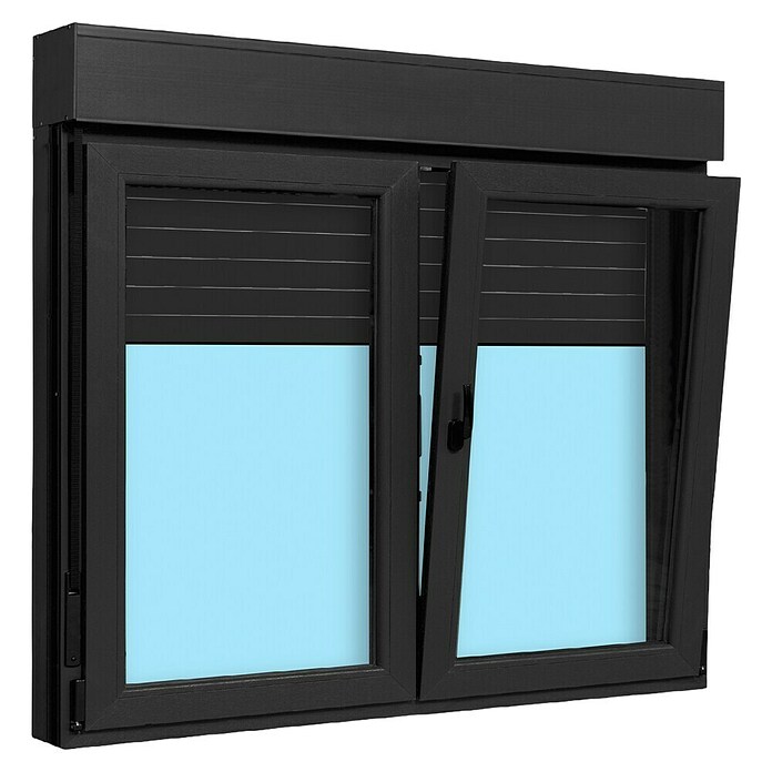 Ventana de PVC practicable-oscilobatiente (140 x 118 cm, Derecha, Gris ...