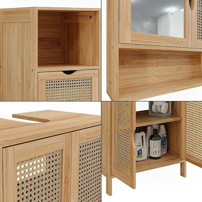 Vicco Badmöbel-Set Liora Bambus 3 Teile