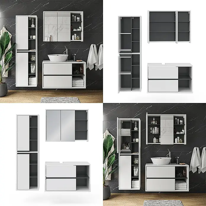 Vicco Badmöbel-Set Viola Weiß 3 Teile kaufen
