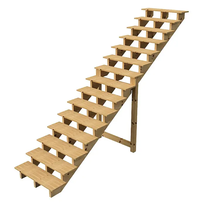 Vinuovo Außentreppe BERLIN Holz-Außentreppe - 15 Offene Stufen 258 cm ...