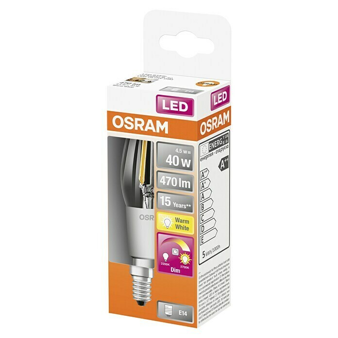 Osram Superstar Ledlampen Classic B 40 Glowdim (E14, 4,5 W, 470 lm ... Osram Superstar Ledlampen Classic B 40 Glowdim (E14, 4,5 W, 470 lm ...