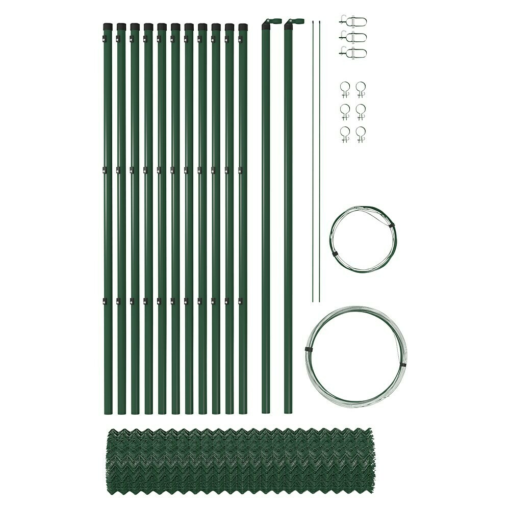 Hadra Maschendrahtzaun-Set - 25 x 0,8 m, Drahtstärke: 2,8 mm, Grün ...