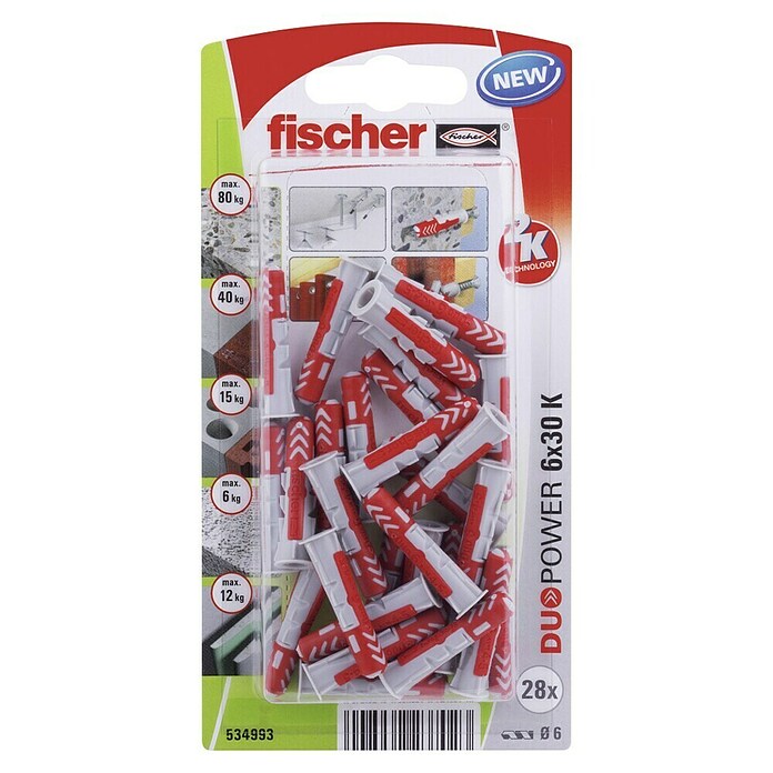 Fischer Duopower Universeelpluggen K (Ø x l: 6 x 30 mm, 28 st., Nylon ...